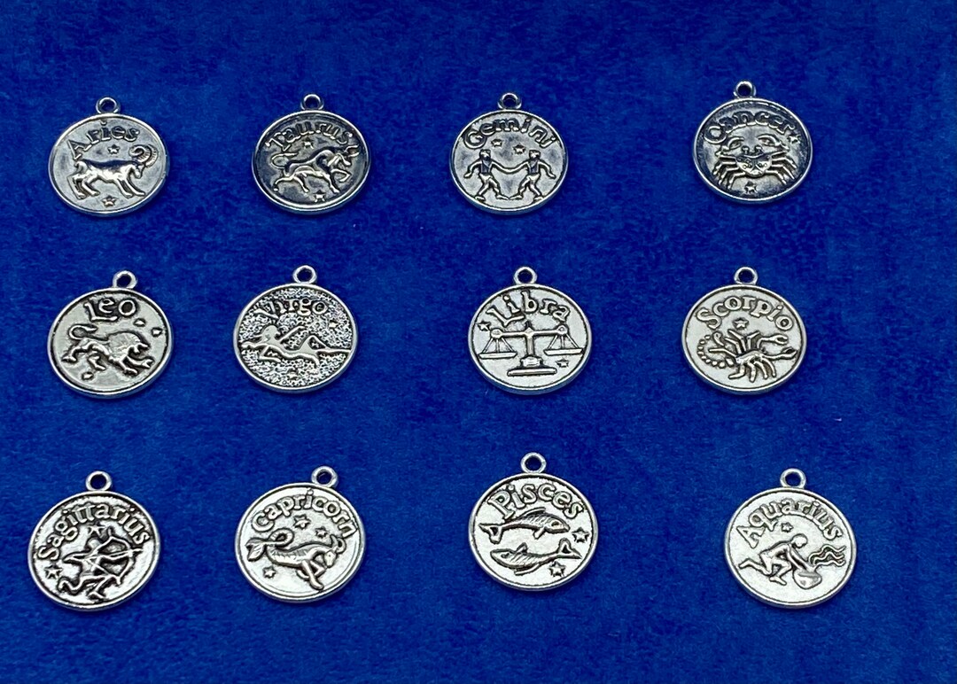Silver Zodiac Charms: Astrology Star Sign Tokens, Set of 12 - Etsy