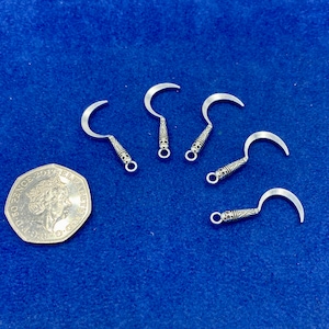 Small Silver Sickle Fantasy Weapon or Tool Charms and Pendants Set of ...