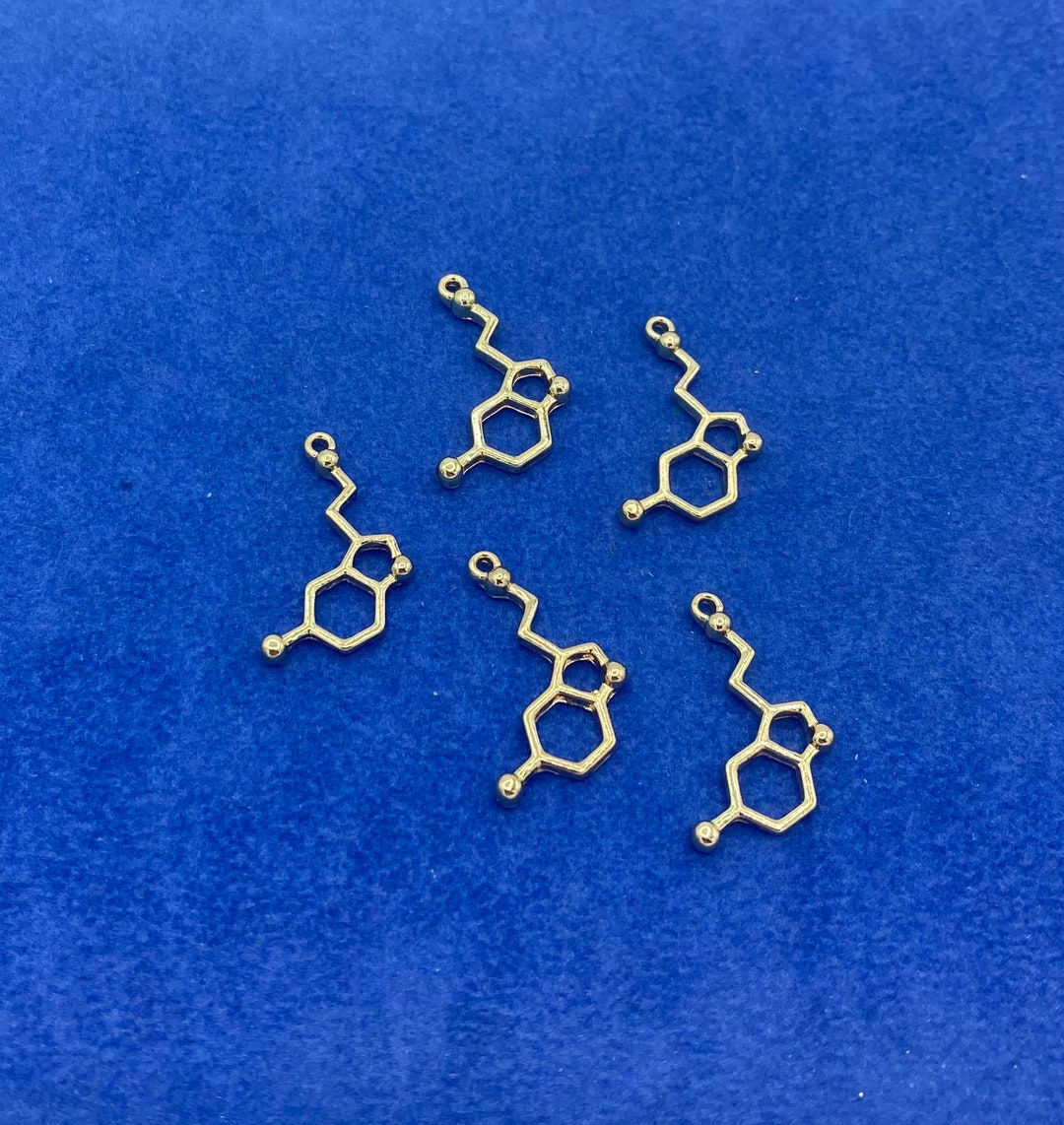 Gold Chemistry Molecule Structure of Serotonin Charms and Pendants ...