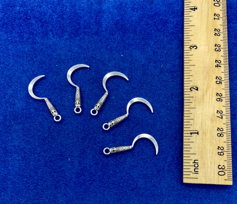 Small Silver Sickle Fantasy Weapon or Tool Charms and Pendents - Etsy