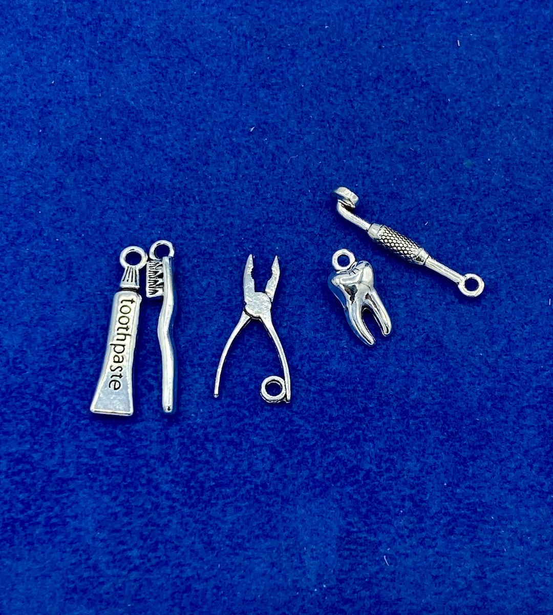 Silver Dentist Charms: Dental Hygiene Tool Pendants, Set of 5 - Etsy