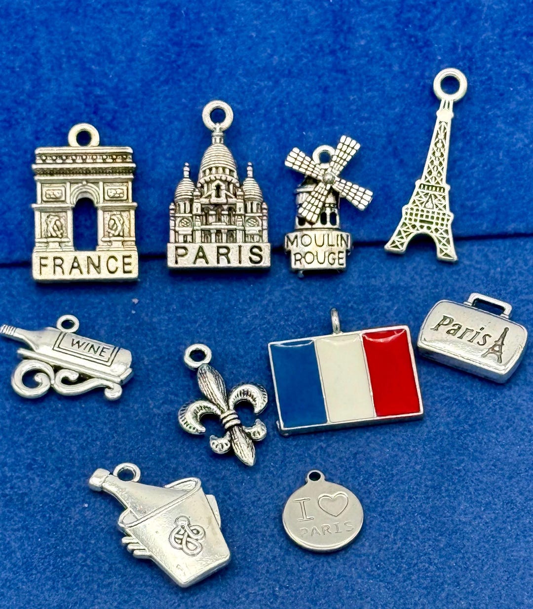Silver Iconic French Paris France Charms and Pendants - Set of Ten - Etsy