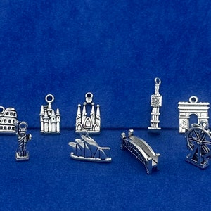 Silver World Traveller Monuments and Buildings Charms and Pendants Set ...