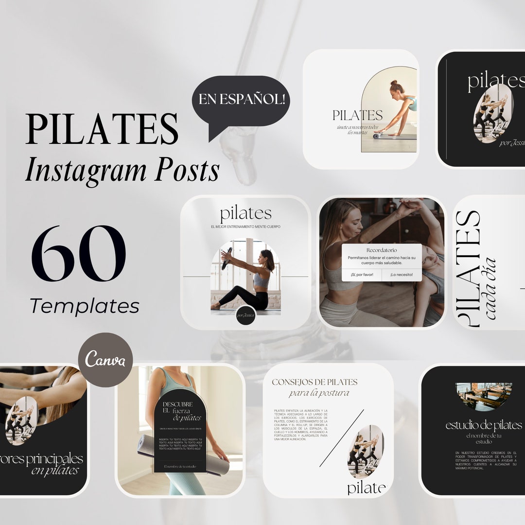 60 Pilates Social Media Templates in Spanish Aesthetic Pilates Studio ...