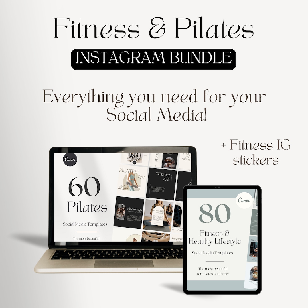 Fitness and Pilates Instagram Templates Healthy Lifestyle Social Media ...
