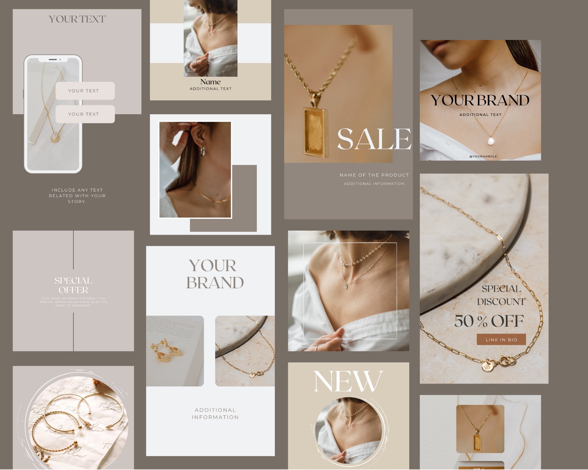 76 Jewelry Instagram Templates for Canva. Social Media - Etsy Australia