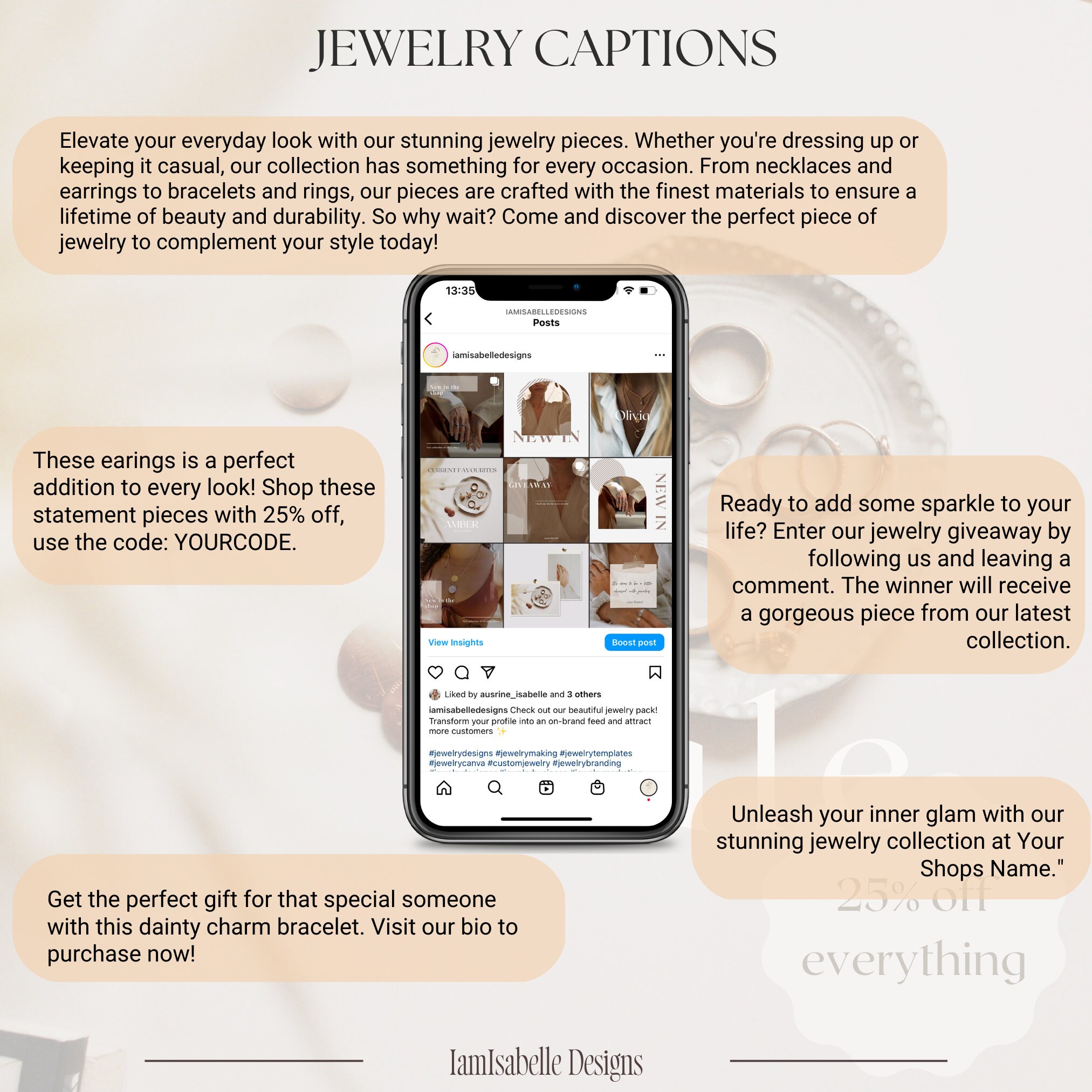 100 Jewelry Captions Jewelry Social Media Content - Etsy