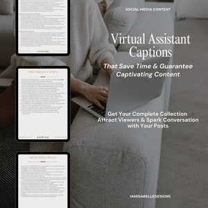 Virtual Assistant Social Media Captions VA Instagram Content Pre ...