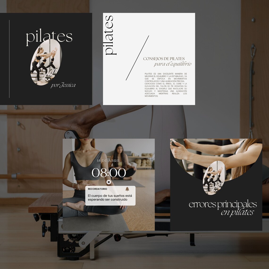 60 Pilates Social Media Templates in Spanish Aesthetic Pilates Studio ...