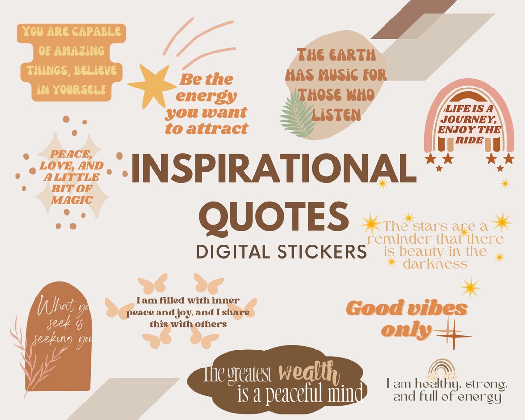 Inspirational Quotes Stickers, Daily Affirmation Stickers, PNG Digital ...