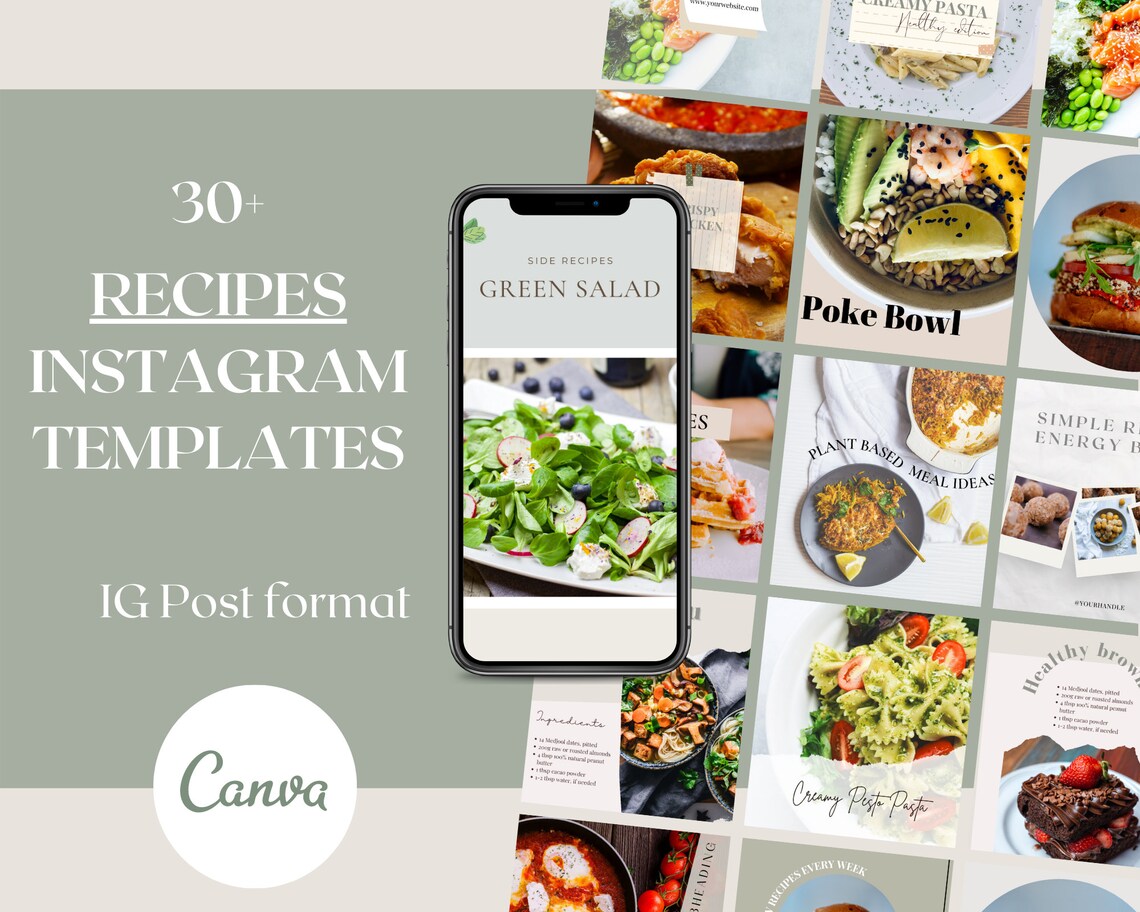 30 Instagram Recipe Templates. Recipes. Healthy Eating. Foodie | Etsy