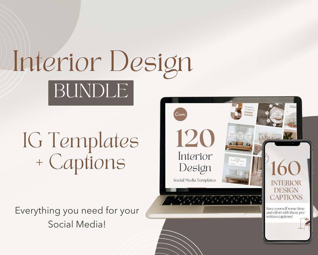 Interior Design Content Bundle Social Media Templates and Captions ...
