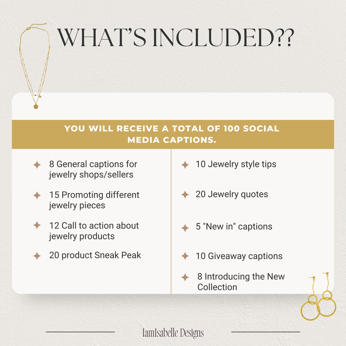 100 Jewelry Captions, Jewelry Social Media Content, Accessories Shop ...