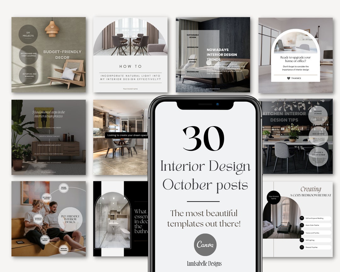 Interior Design Posts Monthly Interior Decor Content Instagram Interior ...