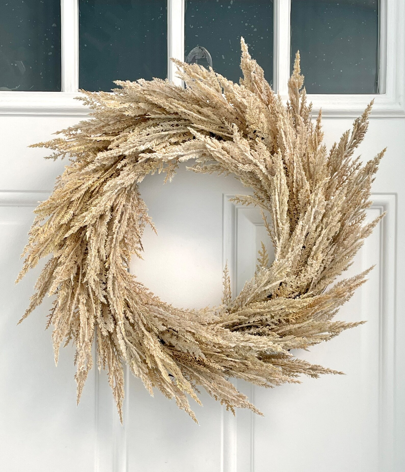 Year Round Neutral Pampas Grass Wreath Faux Dried Pampas - Etsy
