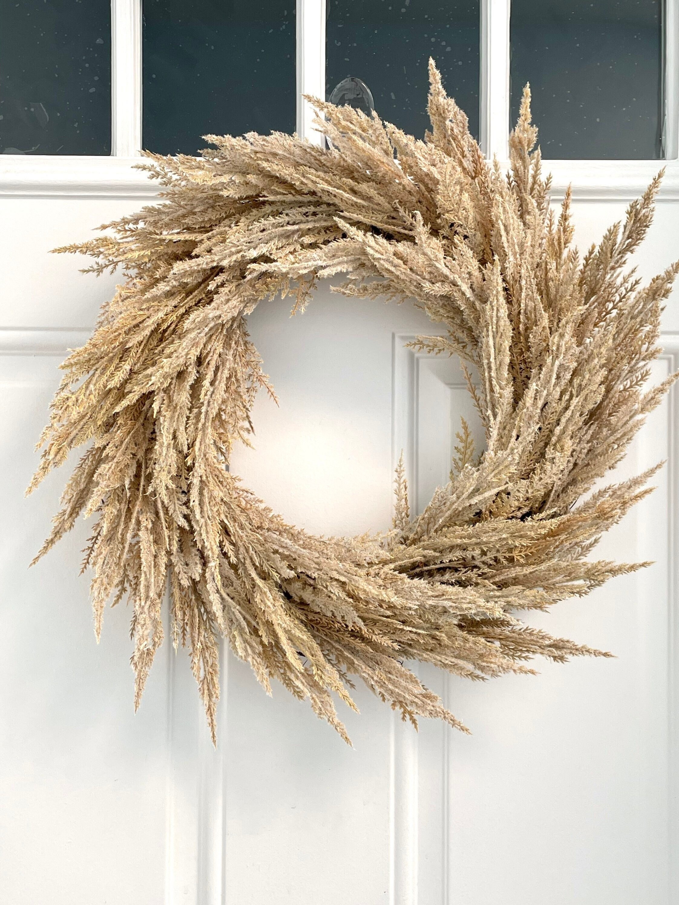 Year Round Neutral Pampas Grass Wreath Faux Dried Pampas - Etsy