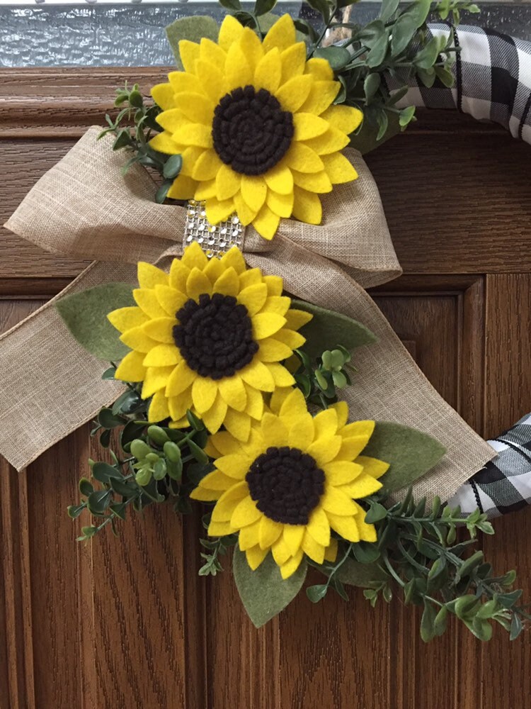 Sunflower Wreath Buffalo Check Wreath Spring Wreath Fall - Etsy