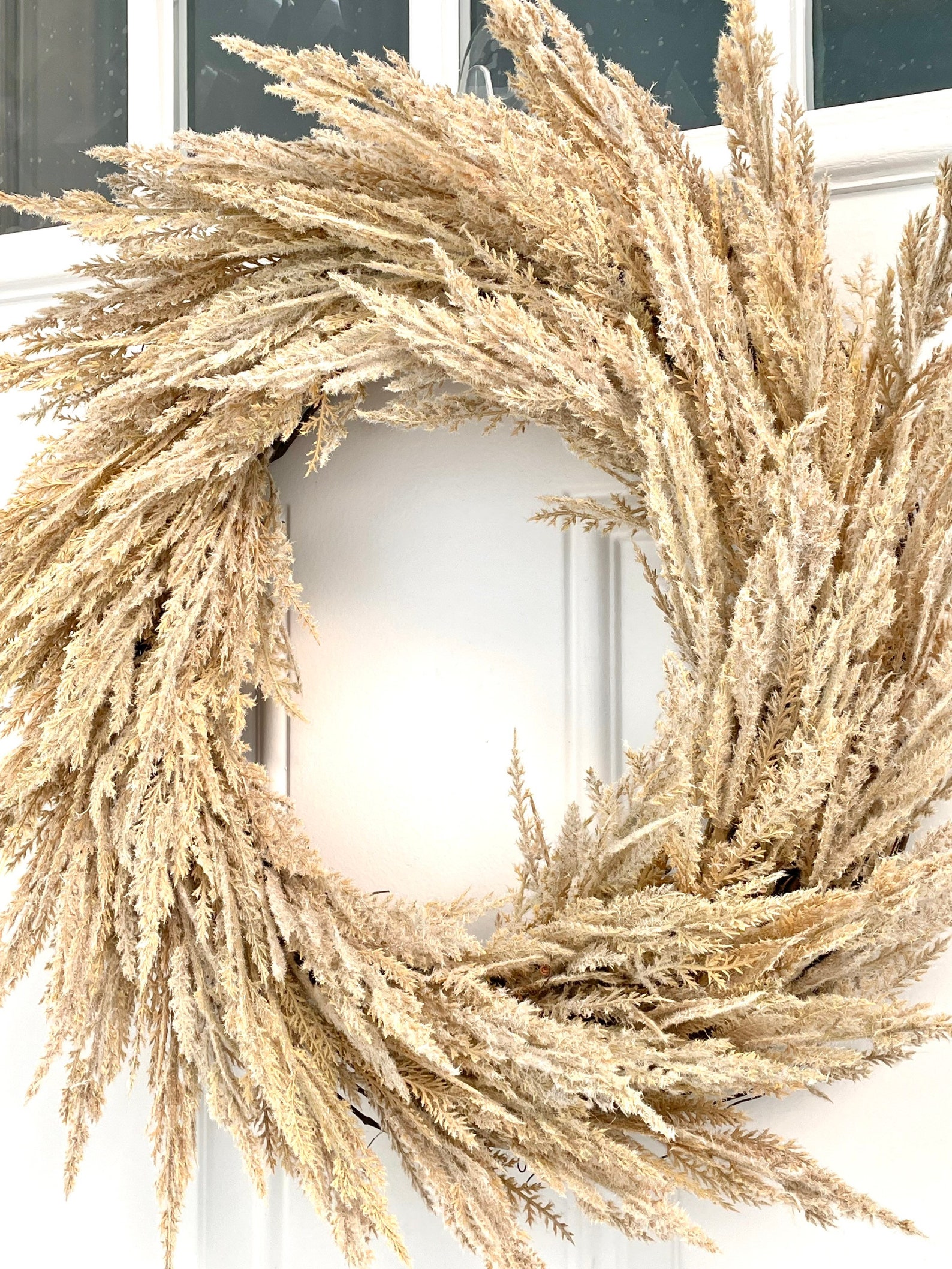 Year Round Neutral Pampas Grass Wreath Faux Dried Pampas - Etsy