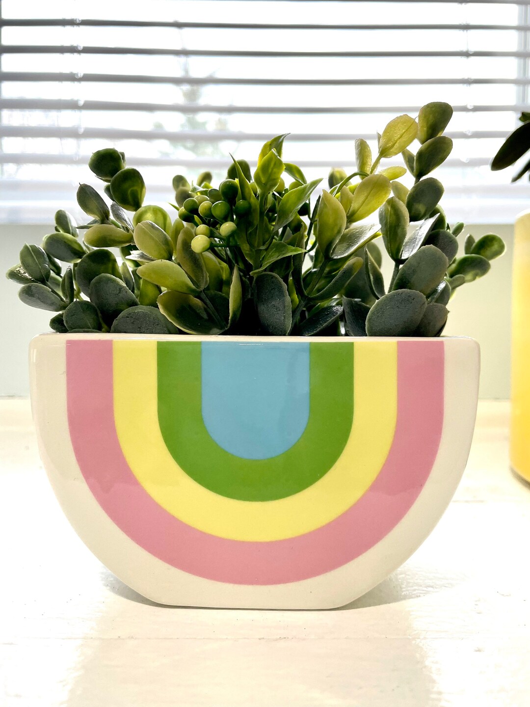 Rainbow Ceramic Planter, Rainbow Ceramic Caddie, Rainbow Pencil Holder ...