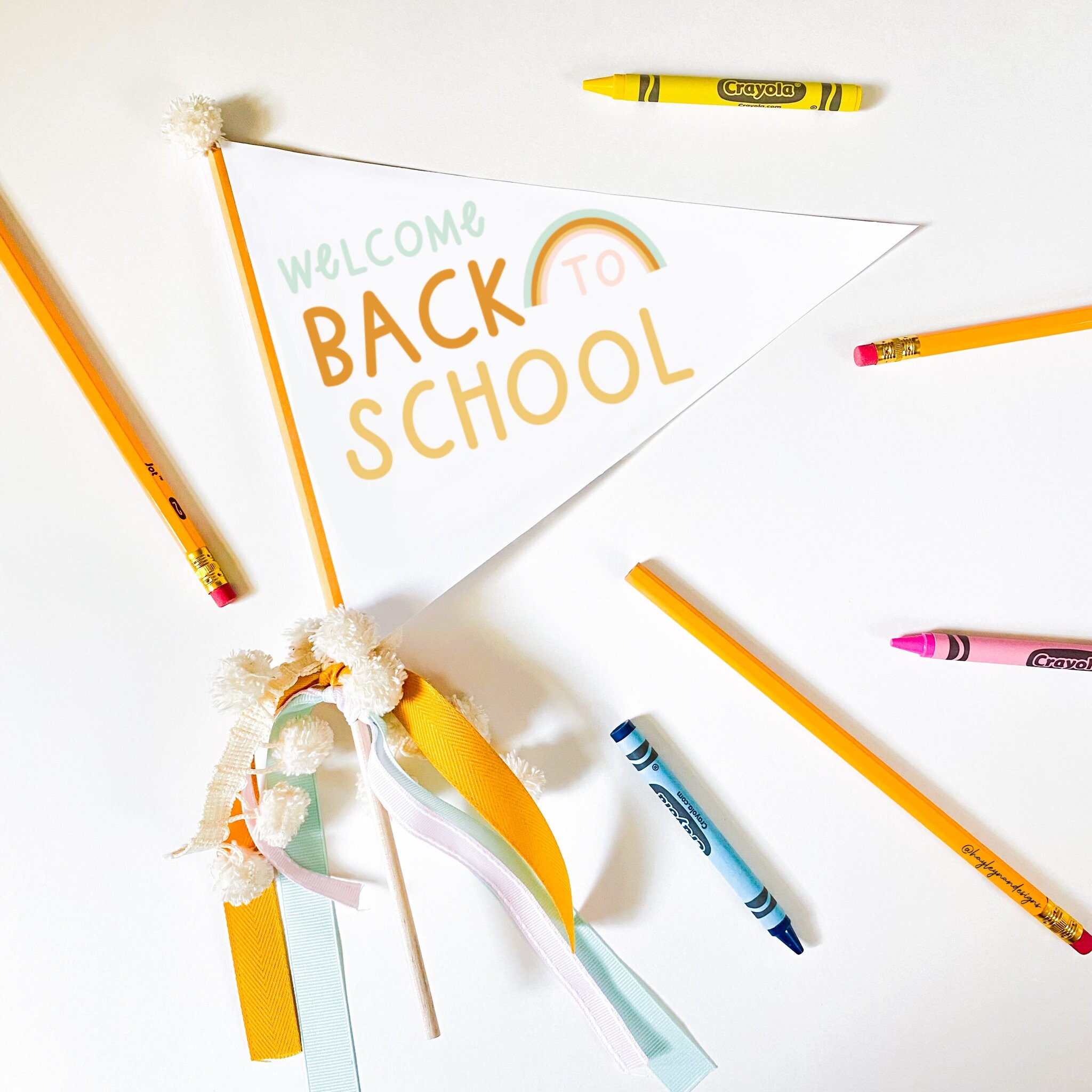 Welcome Back to School Pennant Printable Pennant Rainbow - Etsy