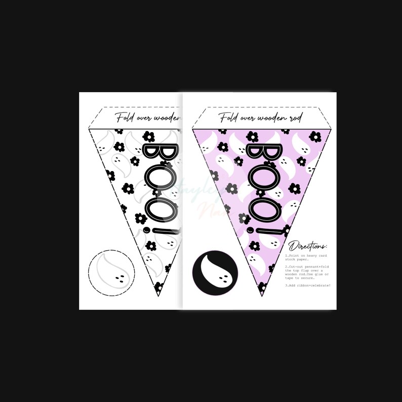 Halloween BOO Printable Pennant Boo Basket Pennant Ghost Pennant - Etsy