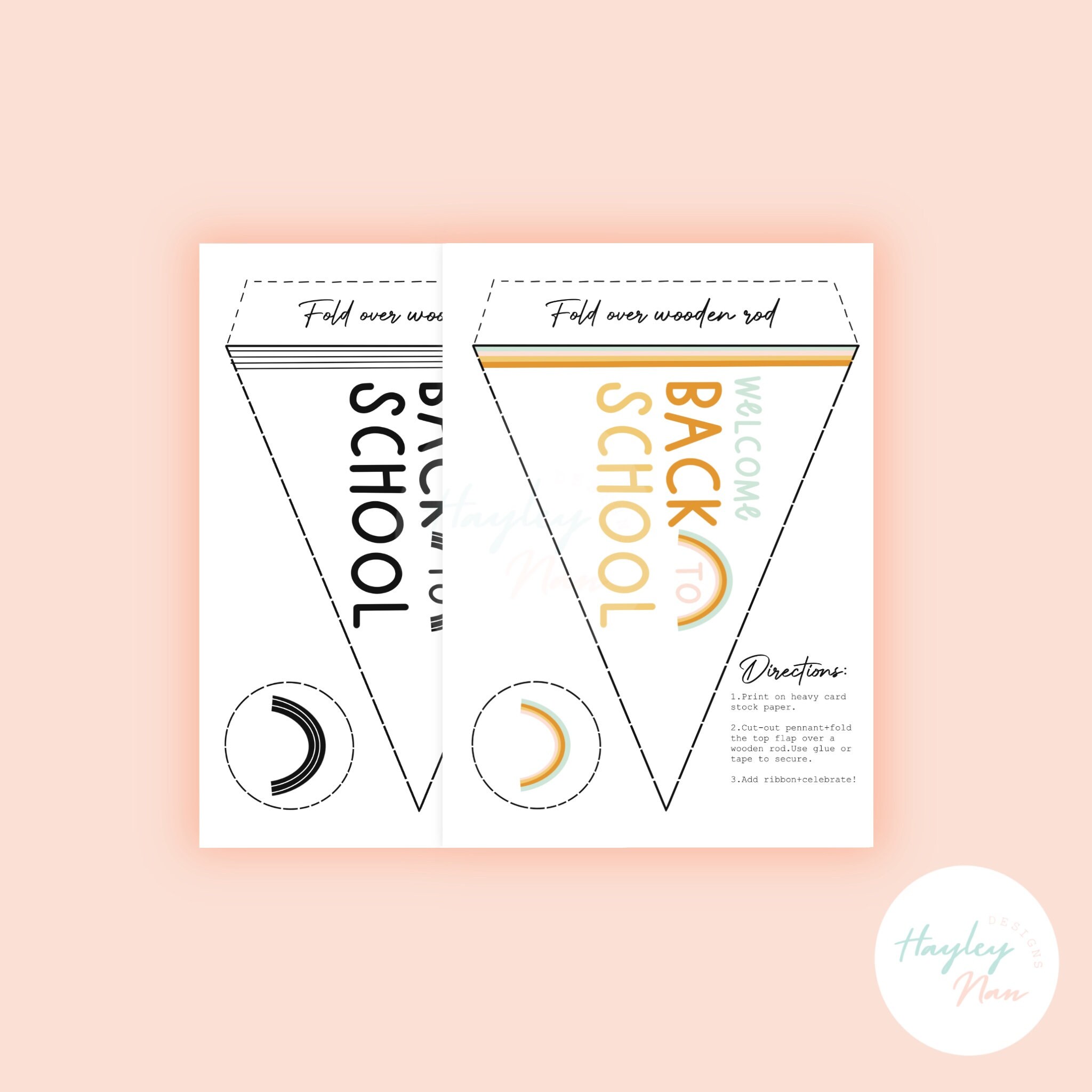 Welcome Back to School Pennant Printable Pennant Rainbow - Etsy