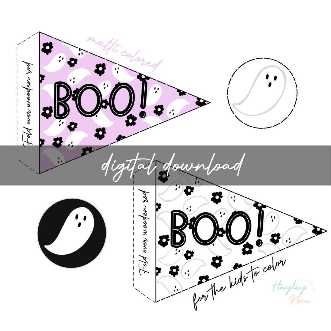 Halloween BOO Printable Pennant Boo Basket Pennant Ghost Pennant - Etsy