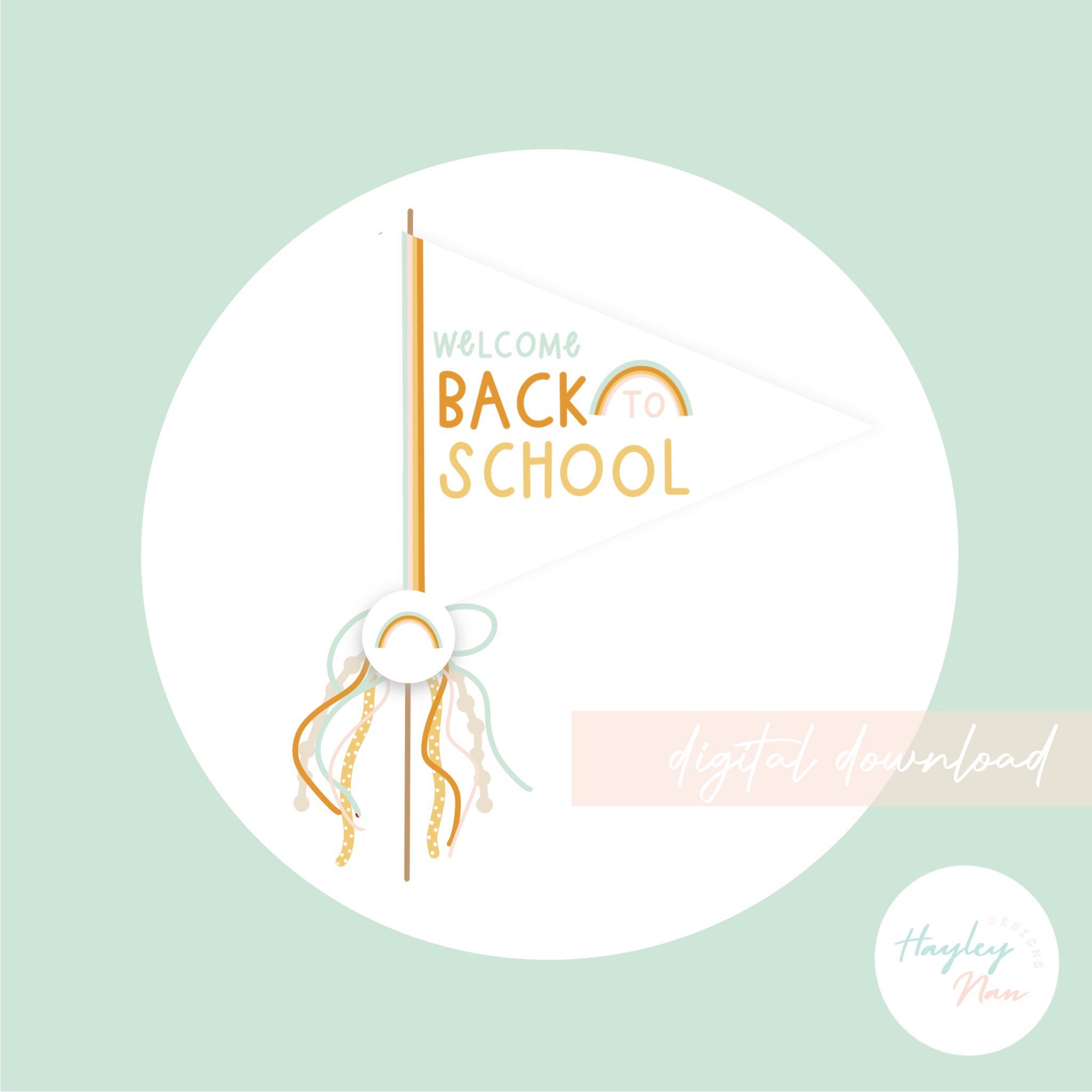Welcome Back to School Pennant Printable Pennant Rainbow - Etsy