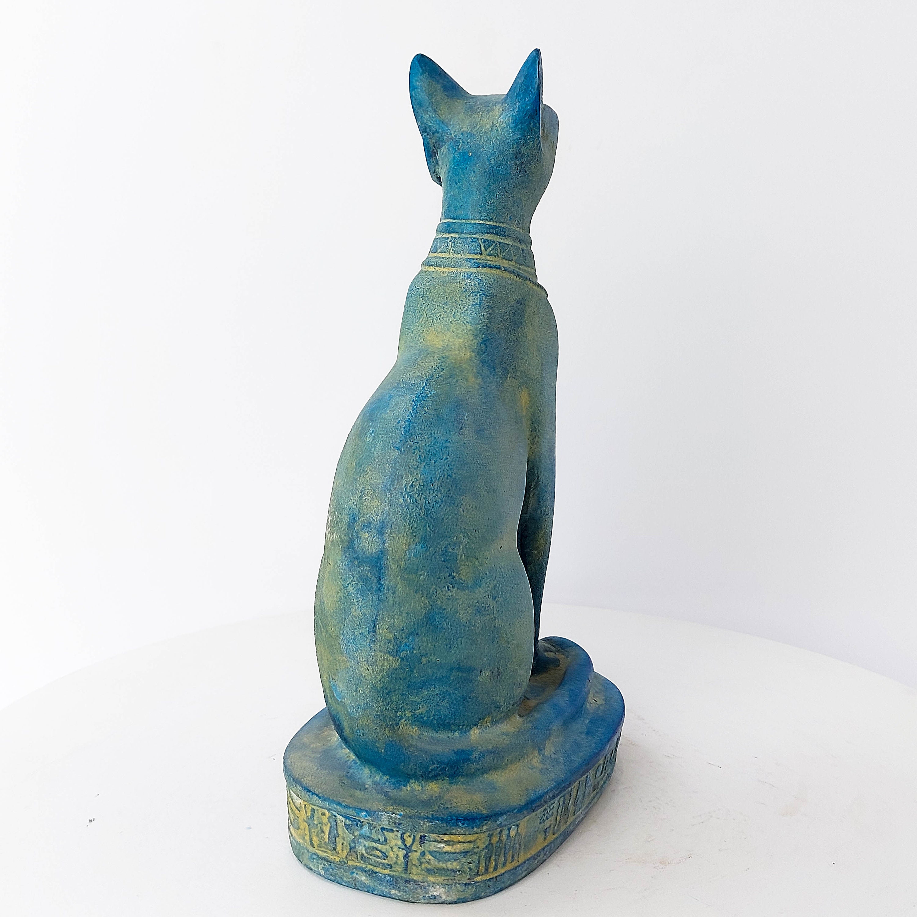 Bastet Statue - Egyptian Cat Goddess Handmade Blue Stone Collectible ...