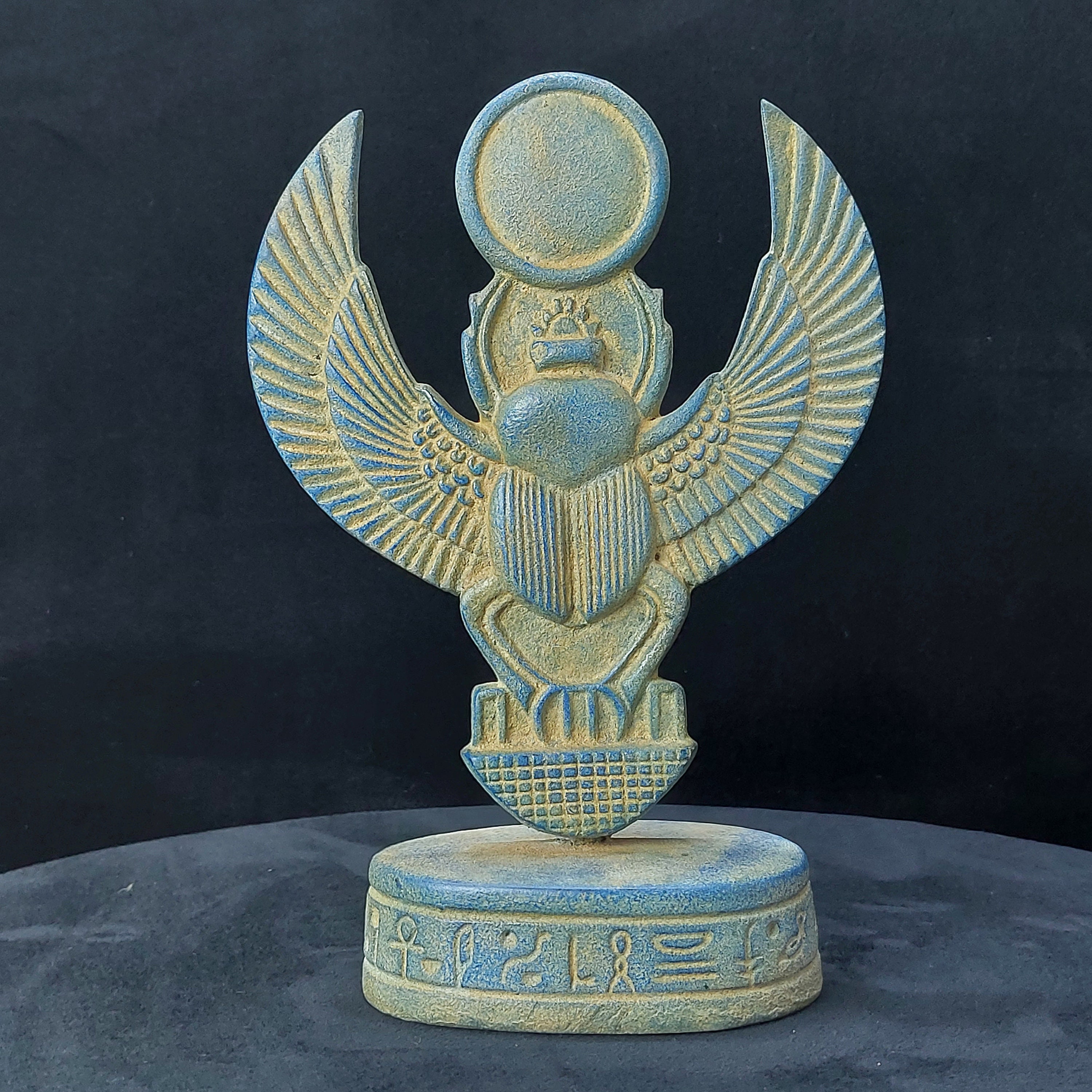 Vintage Handmade Winged Scarab (god Khepri) Holding Sun Disk Represents ...