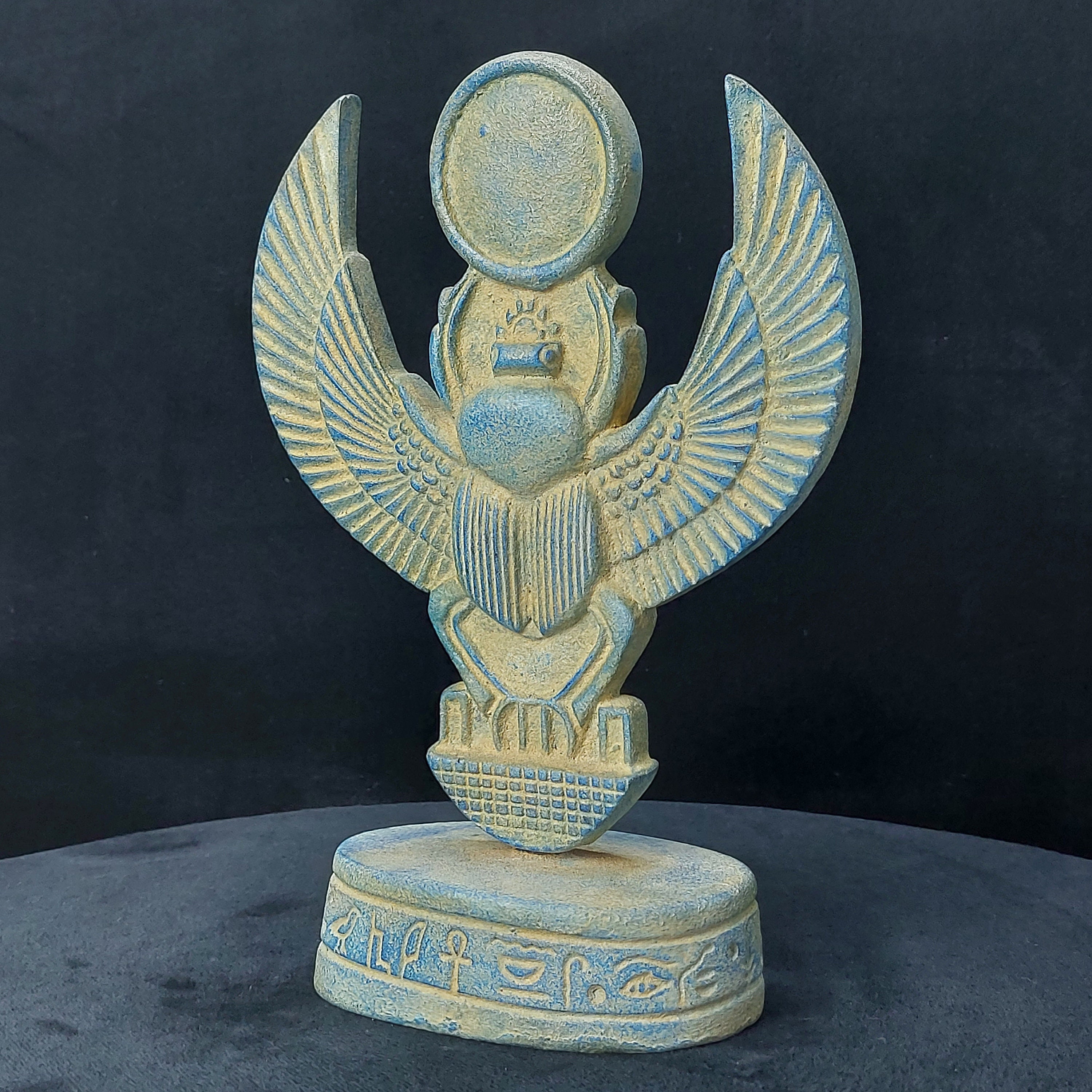Vintage Handmade Winged Scarab (god Khepri) Holding Sun Disk Represents ...