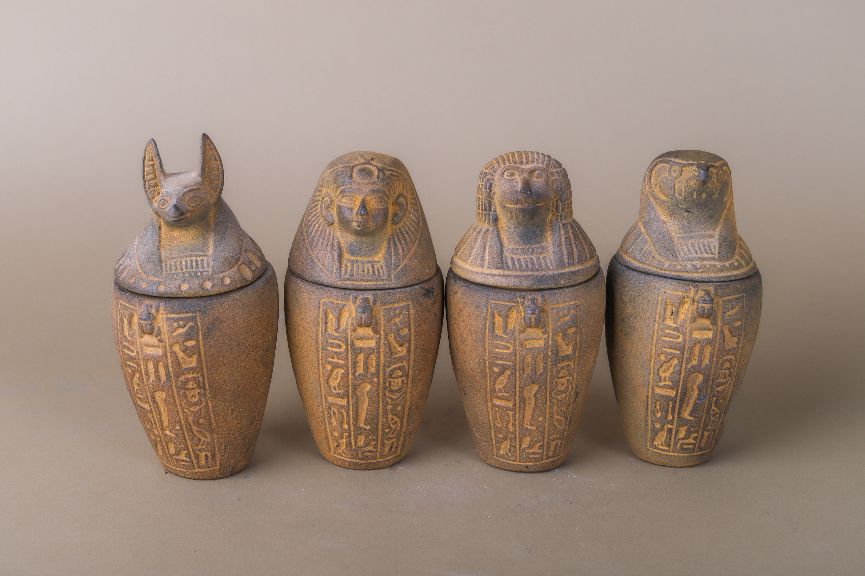 Canopic Jars Ancient Egyptian Embalming Cashe Organs Containers of the ...