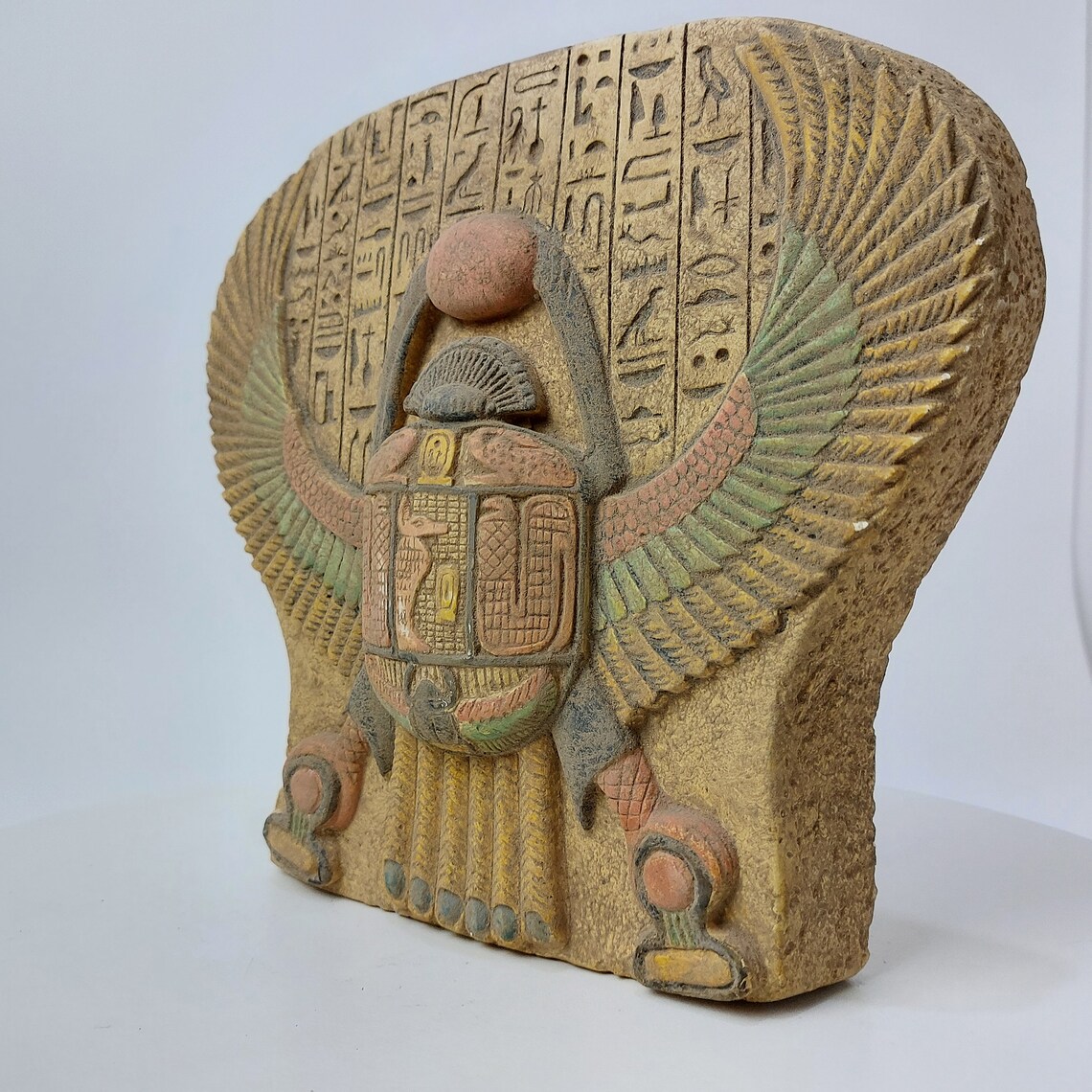 Handmade Stele/wall Relief of Sun Gods Emerged (ra & Khepri) as Falcon ...