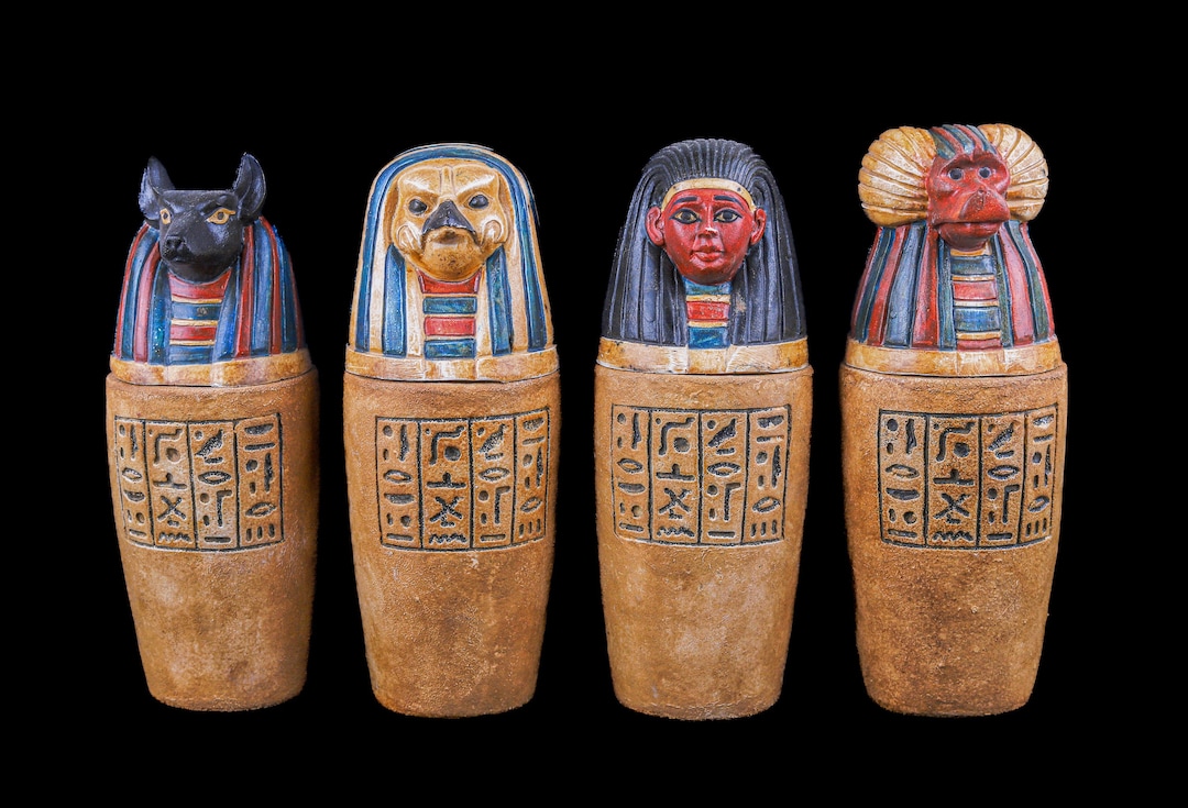 Canopic Jars Ancient Egyptian Embalming Cashe - Organs Containers of ...