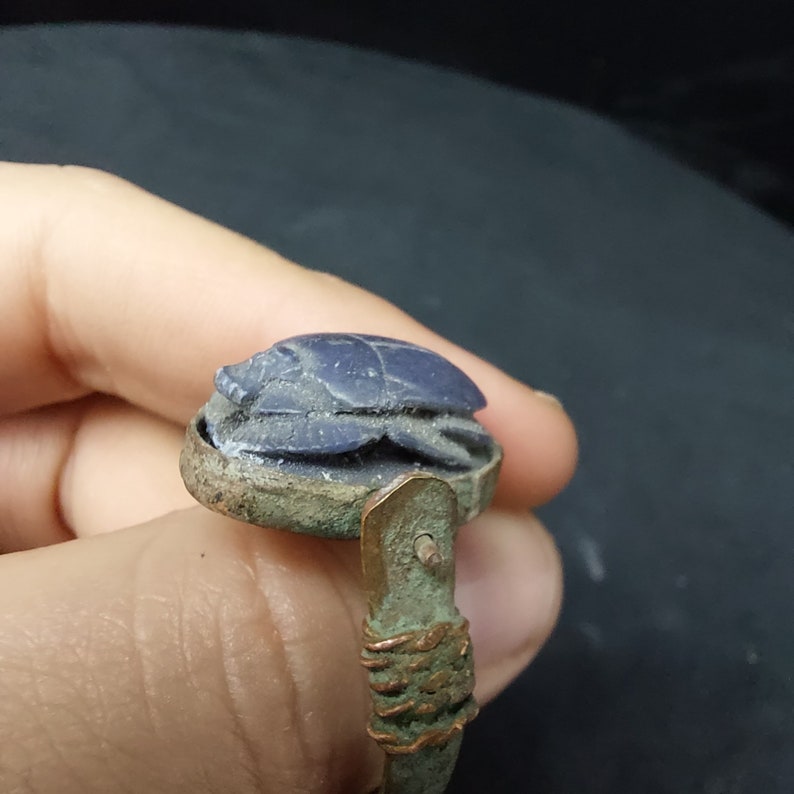 Rare Vintage Scarab Finger Swivel Ring Unique Handmade Replica of Royal ...