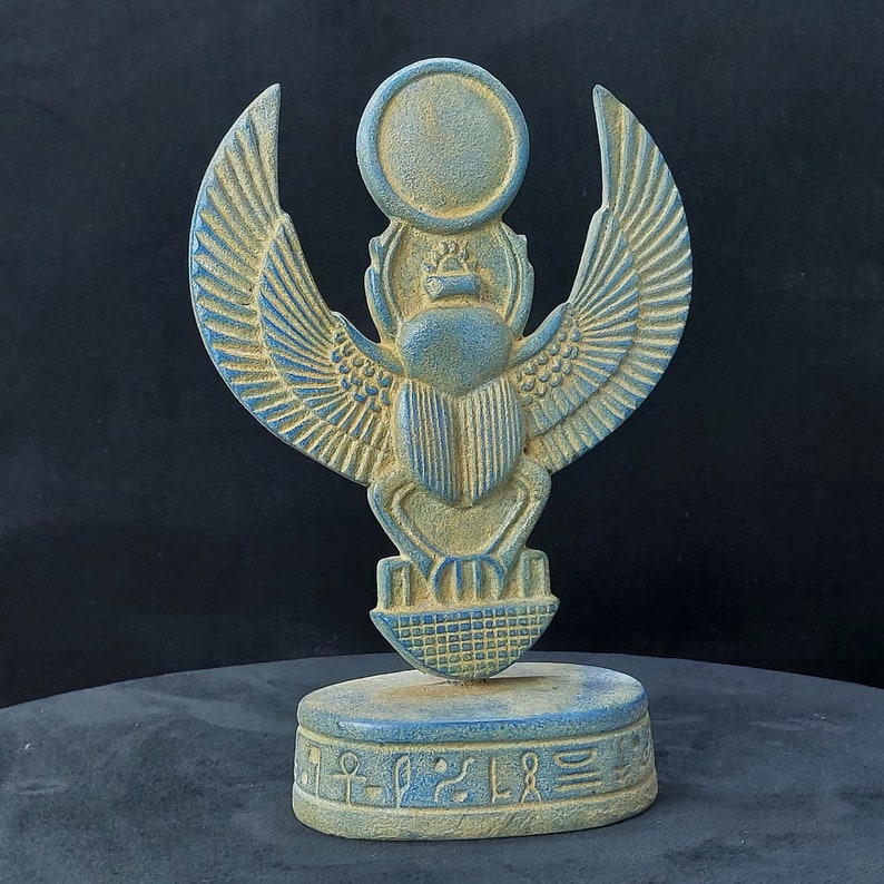 Vintage Handmade Winged Scarab (god Khepri) Holding Sun Disk Represents ...