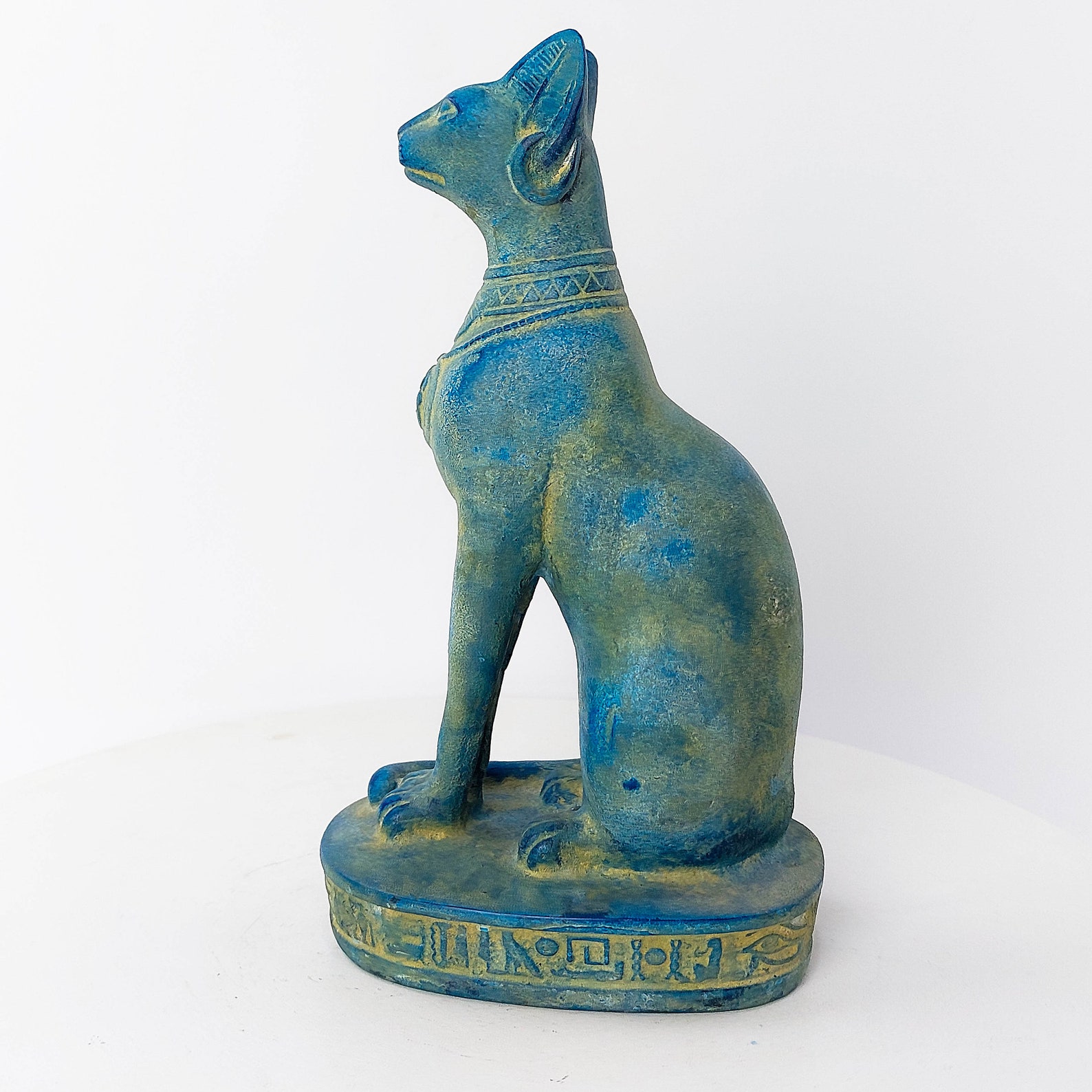 Bastet Statue - Egyptian Cat Goddess Handmade Blue Stone Collectible ...