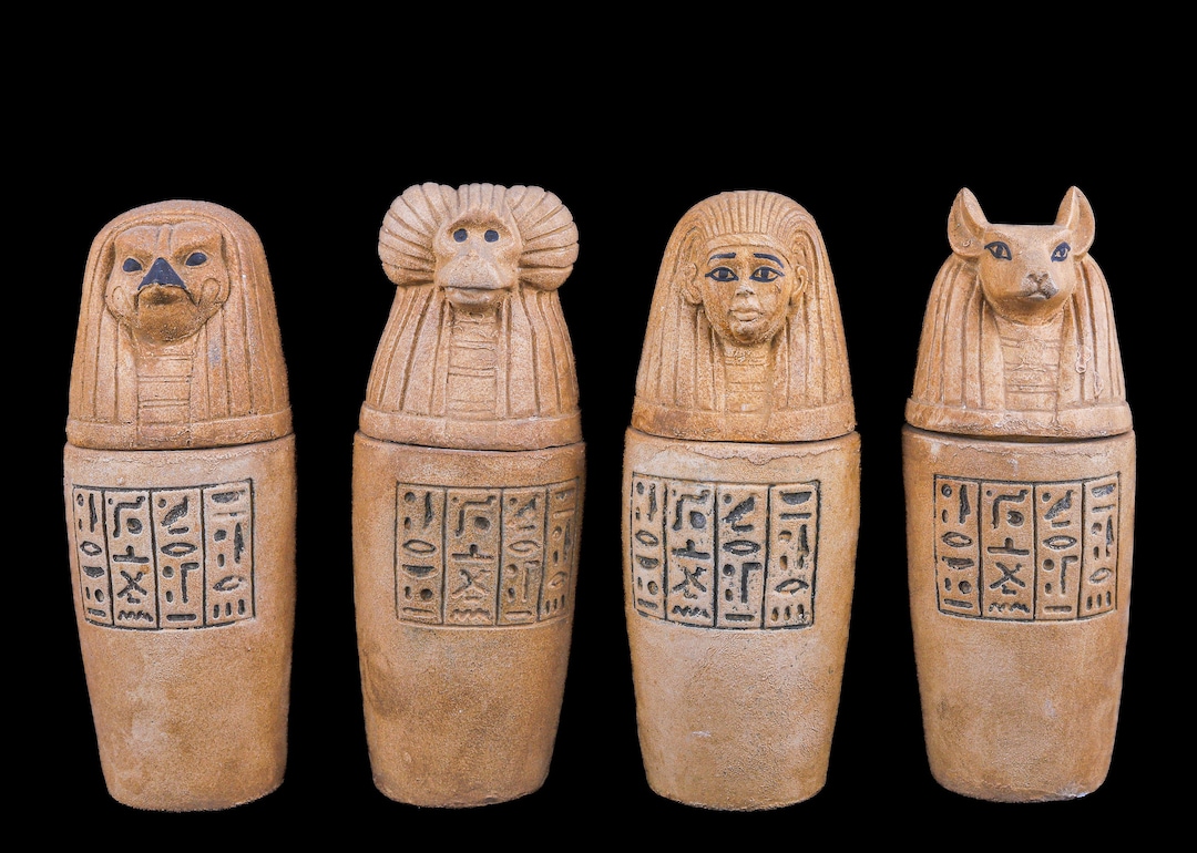 Canopic Jars Ancient Egyptian Embalming Cashe - Organs Containers of ...