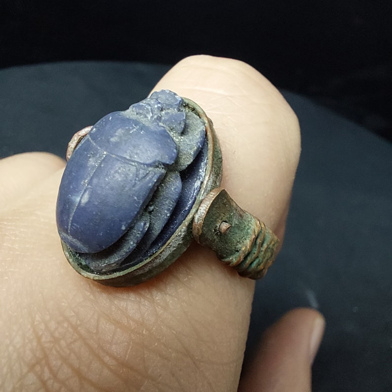 Rare Vintage Scarab Finger Swivel Ring Unique Handmade Replica of Royal ...