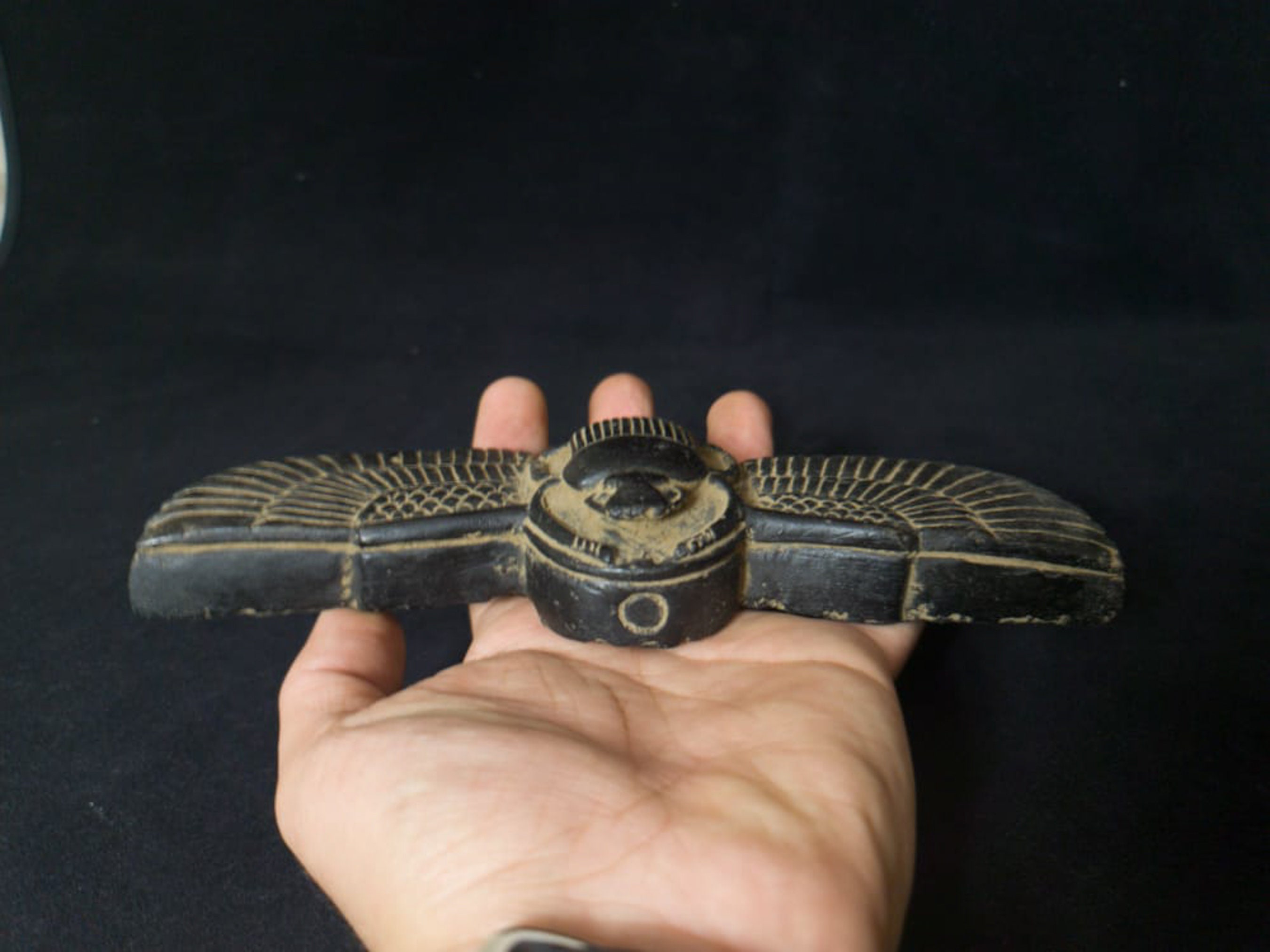 Ancient Egyptian Scarab Beetle - Winged Scarab God Khepri - Hand Carved ...