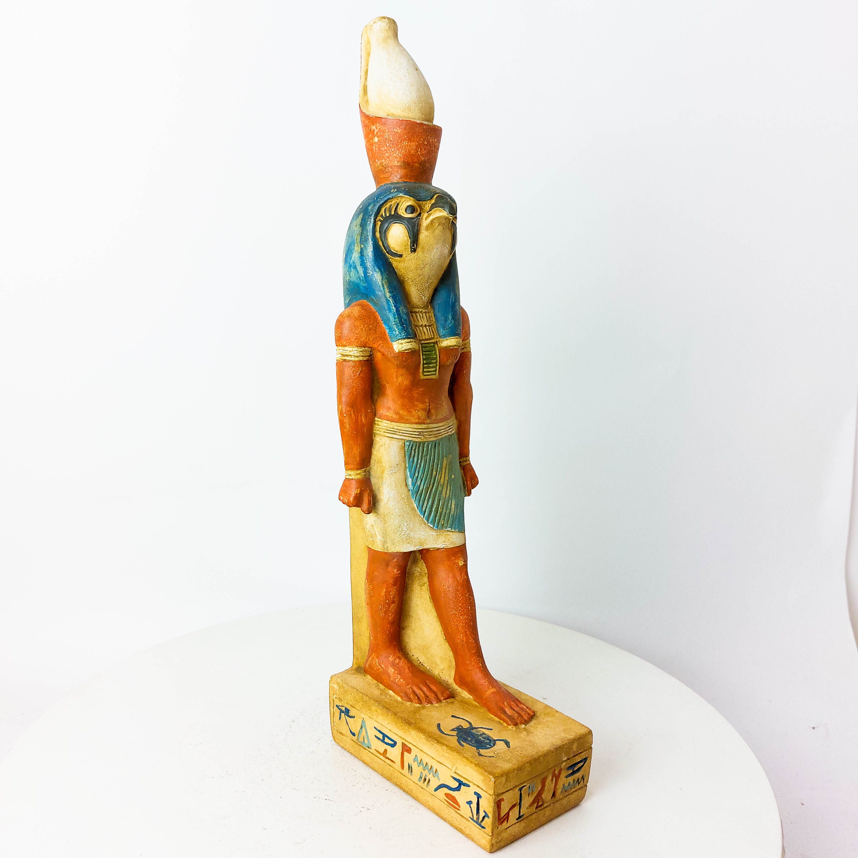 Horus Falcon Head Statue With Scarab - Handmade in Egypt - Ancient ...