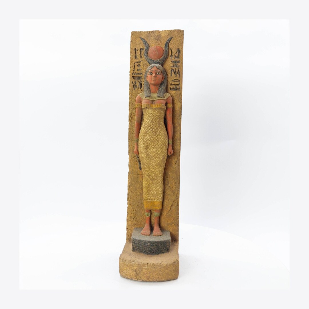 Isis Statue Scarab/ Horus/ Eye of Horus/ Wadjet Egyptian Inscriptions ...