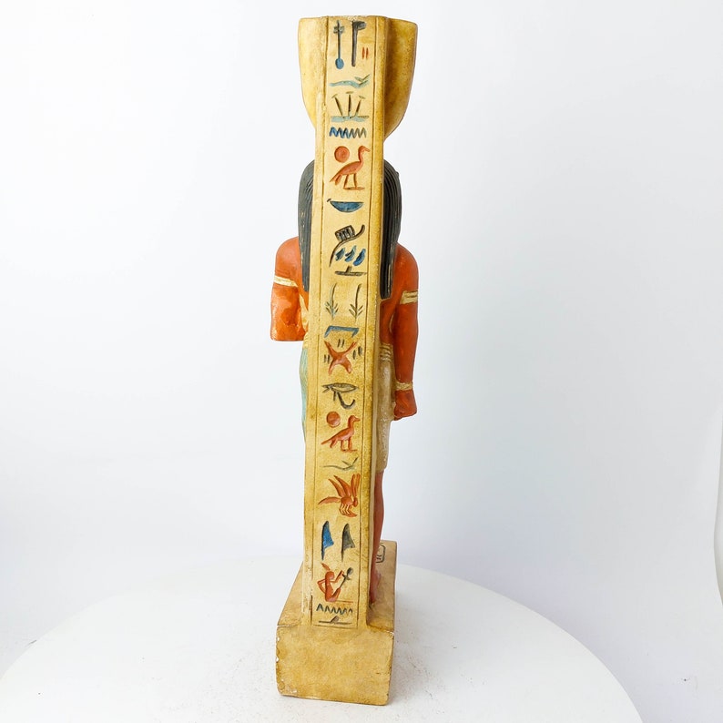 Hathor Cow Head Statue With Sun Disk Hand Carved and Colorful ...