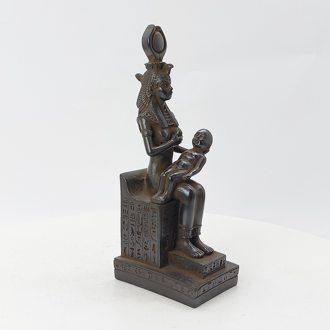 Isis & Horus Statue Handmade Replica From Basalt Stone - the Divine ...
