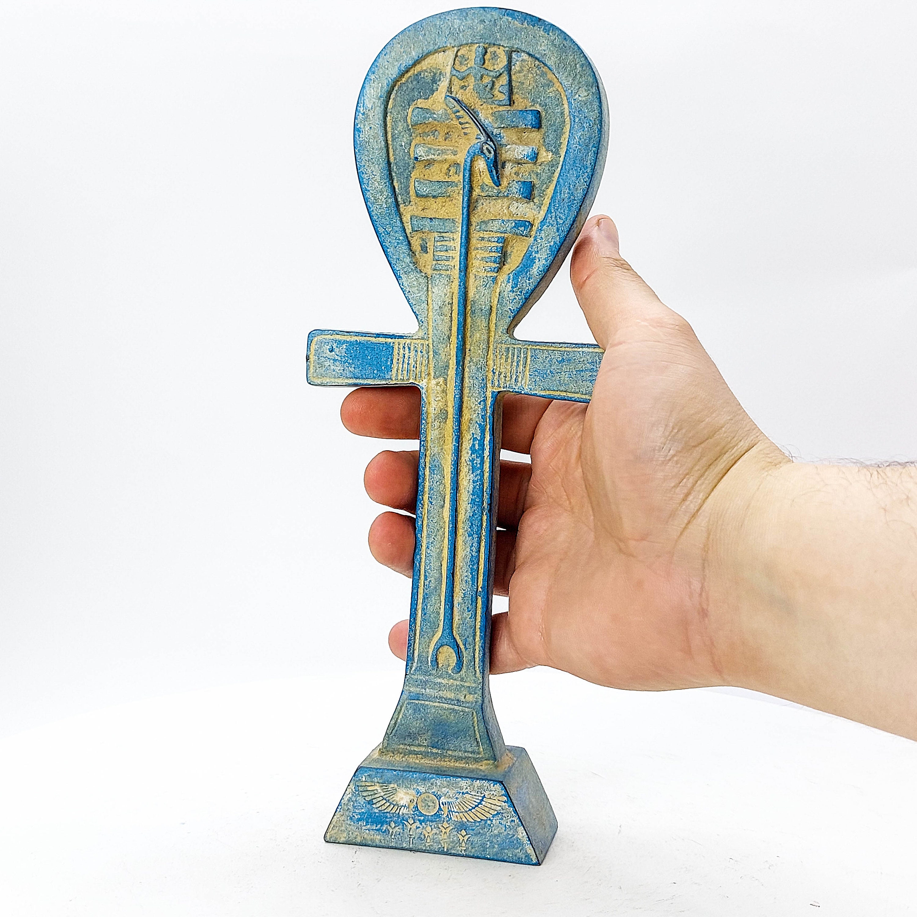Handmade Blue Ankh With Djed Symbol - Ancient Egyptian Inspired Home ...