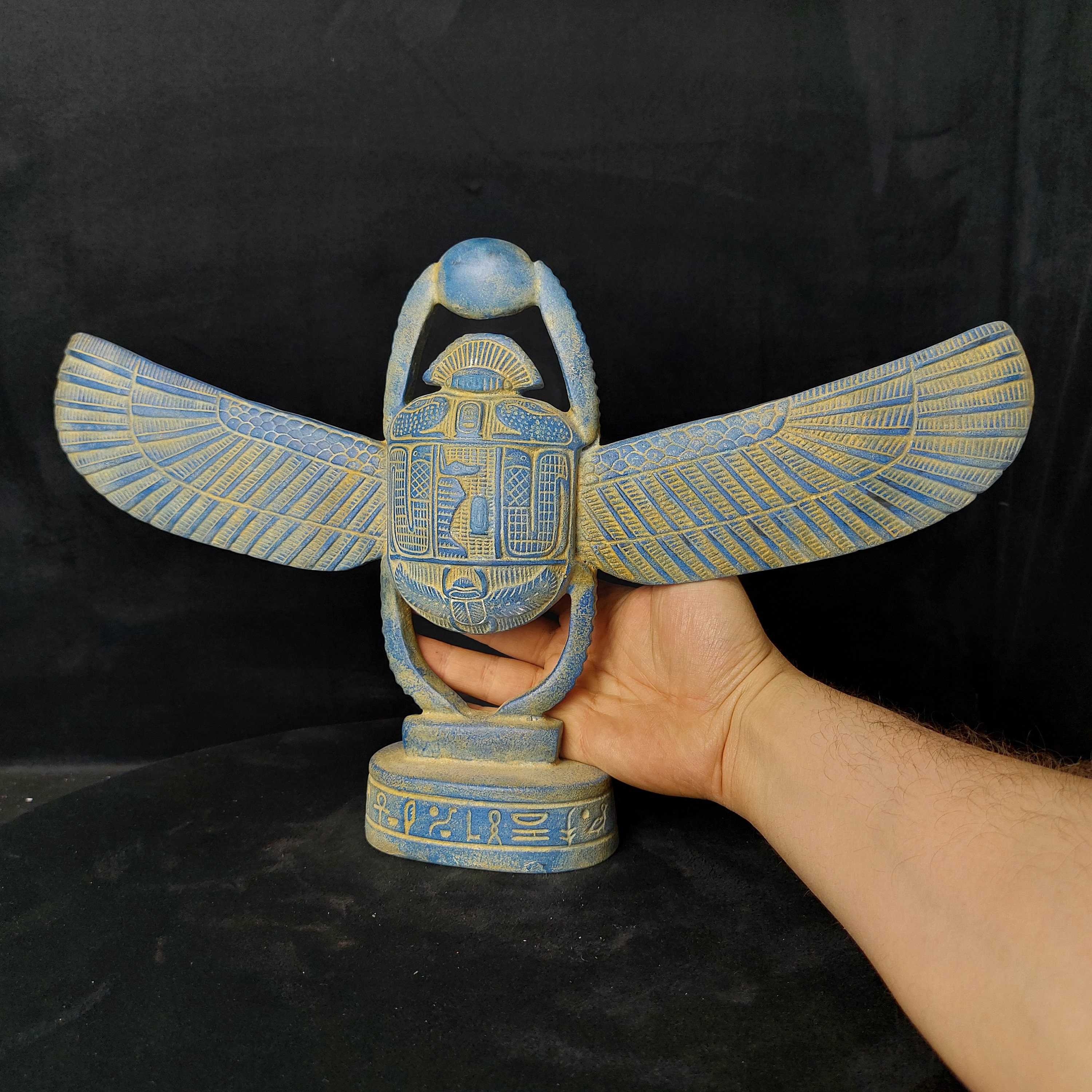 Vintage Egyptian Handmade Winged Scarab khepri Altar Statue - Etsy