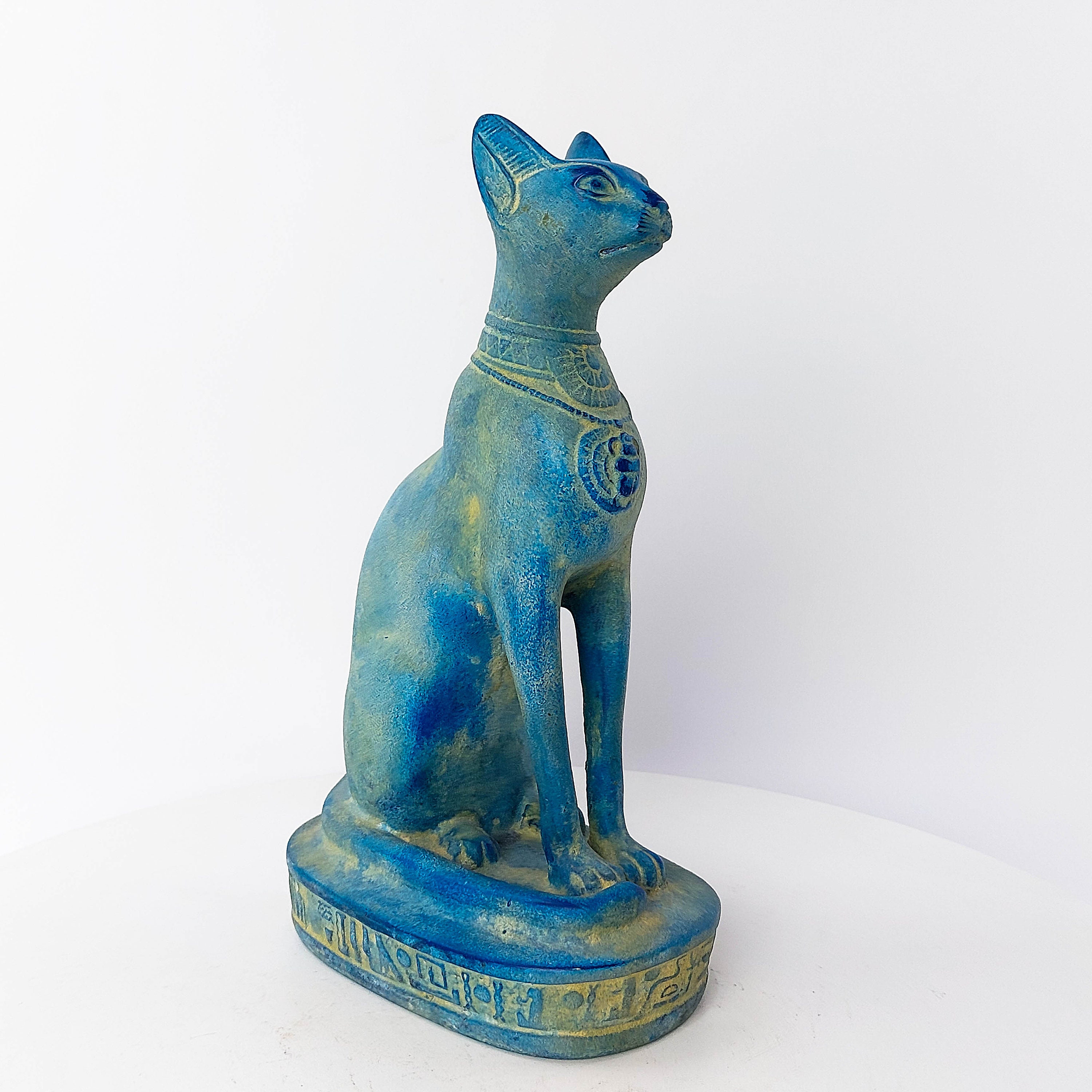 Bastet Statue - Egyptian Cat Goddess Handmade Blue Stone Collectible ...