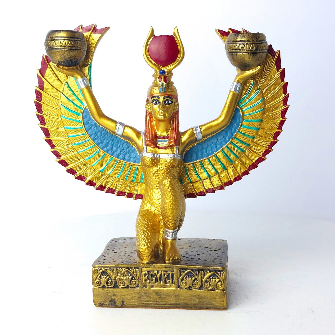 Handmade Candle Holder of Goddess ISIS Statue Kneeled and Spreading Her ...