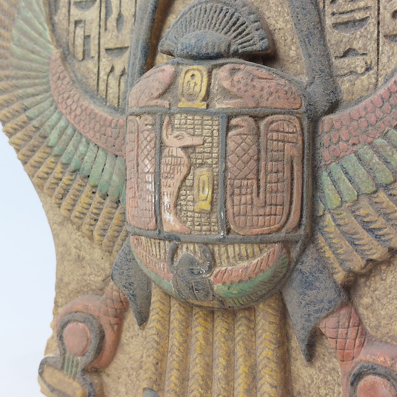 Handmade Stele/wall Relief of Sun Gods Emerged (ra & Khepri) as Falcon ...