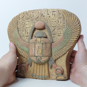 Handmade Stele/wall Relief of Sun Gods Emerged (ra & Khepri) as Falcon ...